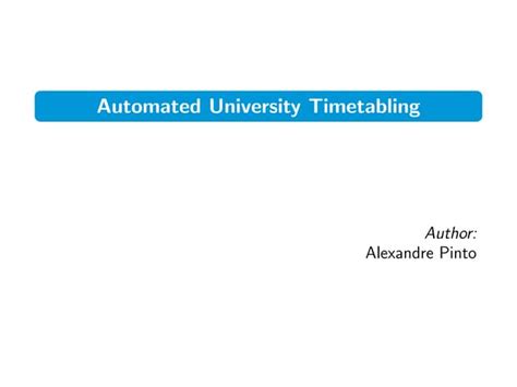 Automated University Timetabling Ppt