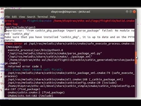 Solve Ros Error Importerror From Catkin Pkg Package Import Parse Package Failed Youtube