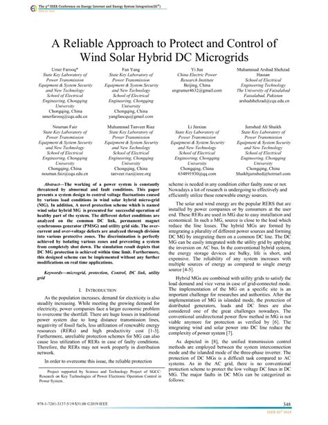 Pdf A Reliable Approach To Protect And Control Of Wind Solar Hybrid