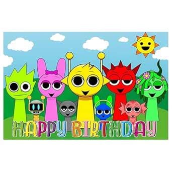 Game Sprunki Happy Birthday Backdrop Banners Party Decorations