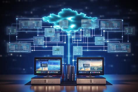 Premium Photo Cloud Computing Network Architecture Diagram On A Monitor