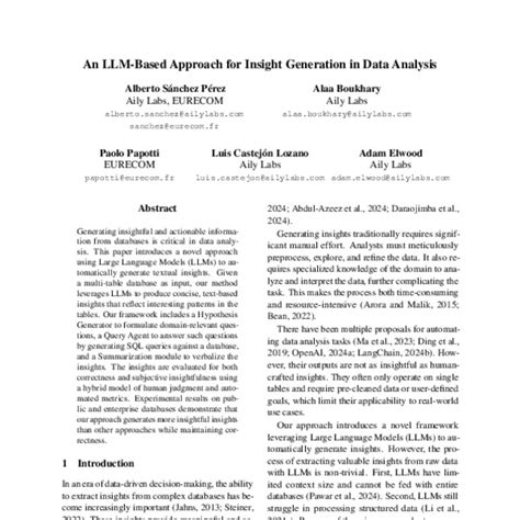An Llm Based Approach For Insight Generation In Data Analysis Acl Anthology