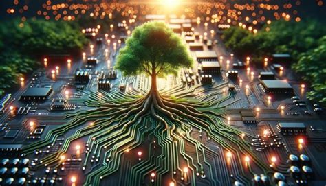 Premium Photo Tree Sprouting From A Microchip On A Circuit Board Depicts The Fusion Of Nature