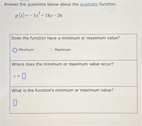 Solved Answer The Questions Below About The Quadratic