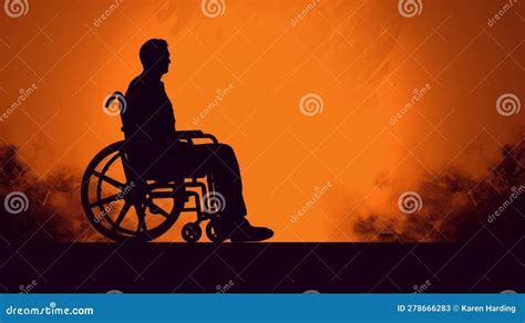 Silueta De Hombre En Silla De Ruedas Al Atardecer Stock De Ilustración