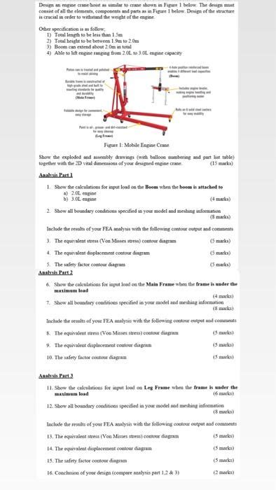 Solved Design An Engine Crane Hoist As Similar To Crane Chegg Com