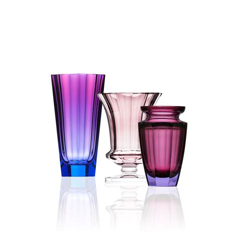 Classical Coloured Vases Of Cut Moser Crystal