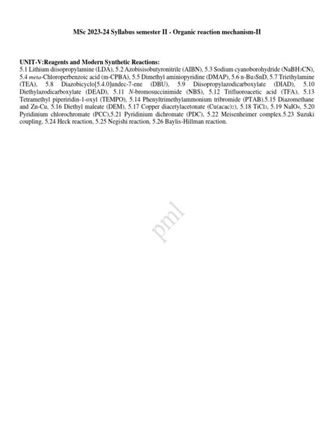 Msc Ii Sem 2023 24 Organic Reagents And Modern Synthetic Reactions