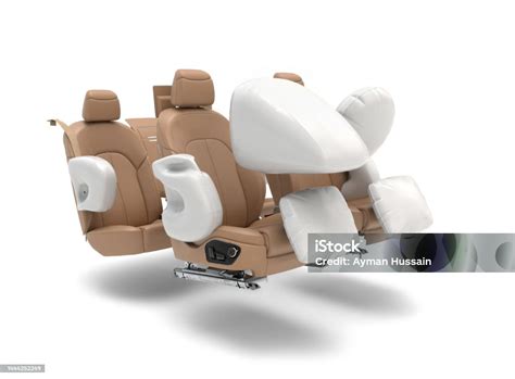 흰색 배경에 에어백이 있는 카시트의 세부 정보 3d 렌더링 에어백에 대한 스톡 사진 및 기타 이미지 에어백 차 3차원