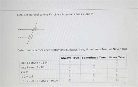 solved line x is parallel to line y ·line z intersects lines x and y