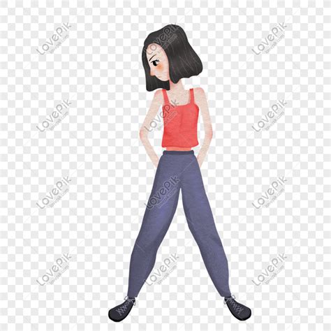 손으로 그린 그림 귀여운 스포츠 피트 니스 짧은 머리 소녀 Psd 소스 파일 Png 일러스트 무료 다운로드 Lovepik