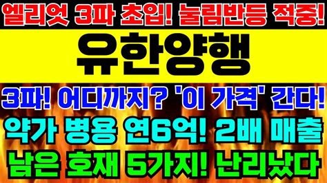 유한양행 주가전망 🚨긴급속보🚨엘리엇 3파 초입 눌림반등 적중 3파 어디까지 이 가격 간다 美약가 병용 연6억 2