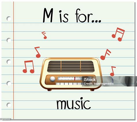 플래시 카드 문자 M 은 음악 교육에 대한 스톡 벡터 아트 및 기타 이미지 교육 라디오 벡터 Istock