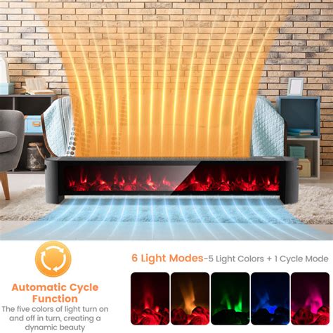 1400w Electric Baseboard Heater With Realistic Multicolor Flame Costway