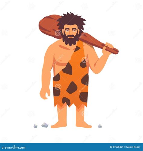 Stone Age War Primitive Men Tribes Fighting Cartoon Vector