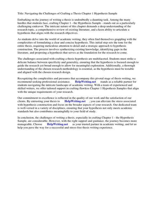 Thesis Chapter 1 Hypothesis Sample Pdf Hypothesis Scientific Method