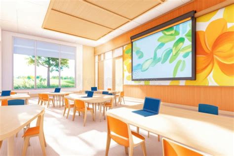 Animated Classroom Setting With Students Using Laptops While Teacher Animated Classroom Setting With Students Using Laptops While Teacher