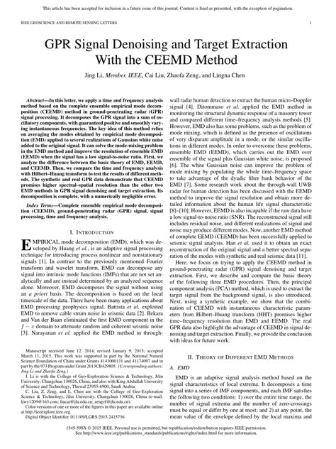 Pdf Gpr Signal Denoising And Target Extraction With The Ceemd Method