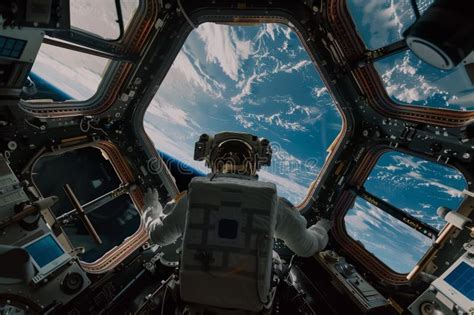 Astronaut Looking Earth Space Station Window Galaxy View Stock Photos - Free & Royalty-Free ...
