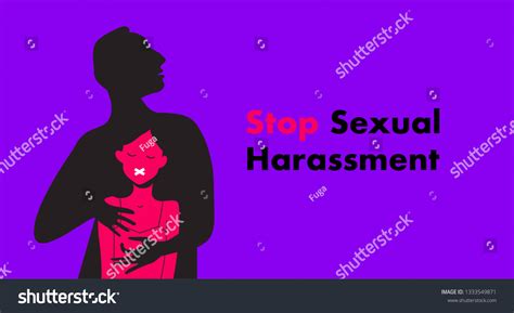 Stop Sexual Harassment Vector Illustration Frightened Stock Vector