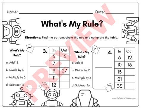 Function Machines Whats My Rule Input And Output Tables Robot Theme