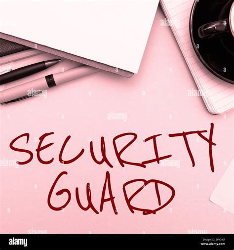Sign Displaying Security Guard Word Written On Tools Used To Manage