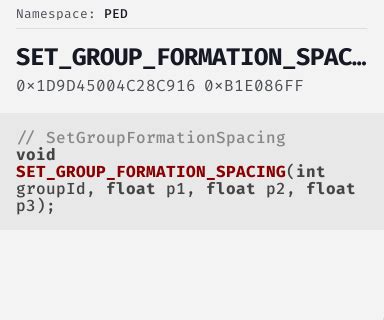 SetGroupFormationSpacing FiveM Natives Cfx Re Docs