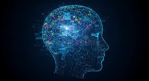 A Digital Illustration Of A Human Head Profile Filled With Circuit