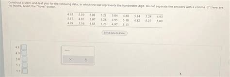 Solved Construct A Stem And Leaf Plot For The Following Chegg