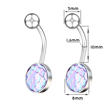 Badu Bg 1 2 части Блестящ пиърсинг на пъпа Хирургическа стомана 14g Блестяща лента за корема