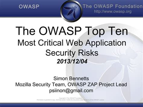 The Owasp Top 10 Most Critical Web App Security Risks Tdt Cluj 20 Ppt