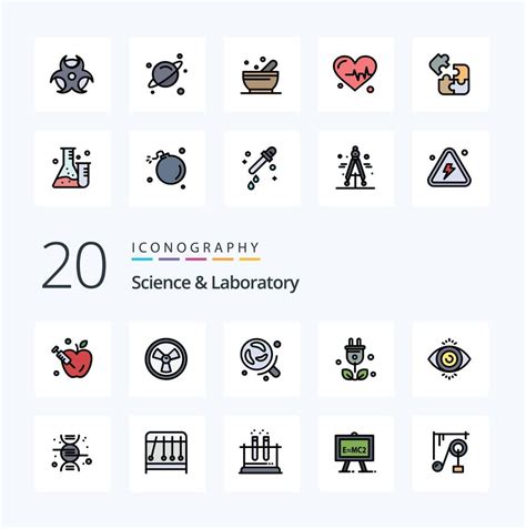 20 Science Line Filled Color Icon Pack Like Dna Search Research Eye Test Green 18272314 Vector