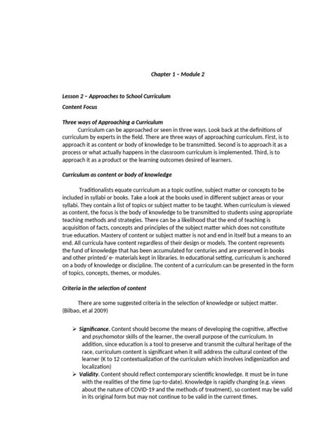 Chapter 1 Module 2 Lesson 2 Pdf Curriculum Learning