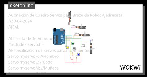 Brazo Chepe V1 Con Botones Wokwi Esp32 Stm32 Arduino Simulator