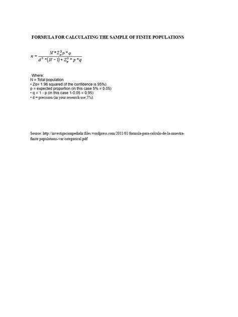 Formula For Calculating Samples In Finite Populations Pdf