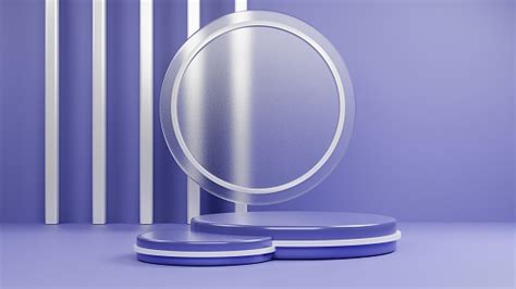 3d 렌더링 플랫폼 디스플레이 스탠드 연단 모형 또는 받침대와 제품 쇼케이스 및 프리젠 테이션을위한 매우 페리 컬러 배경 0명에
