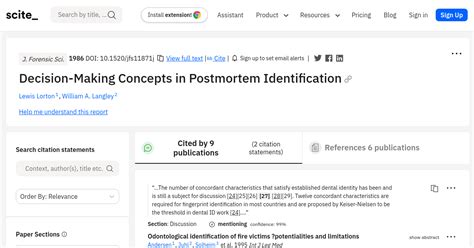 Decision Making Concepts In Postmortem Identification Scite Report