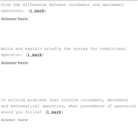 Solved Give The Difference Between Increment And Decrement