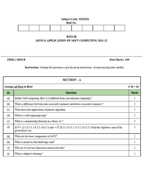 Application Of Soft Computing Question Paper 21 22 Pdf Fuzzy Logic Computer Programming