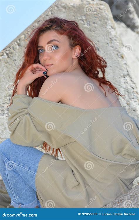 Redhead With Blue Eyes Stock Photo Image Of Elegant