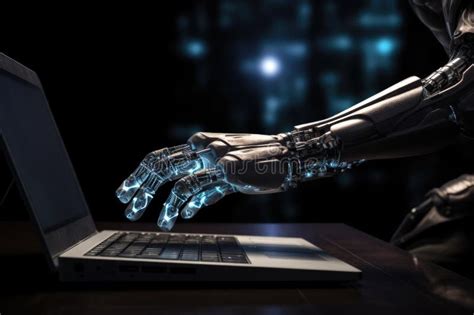 A Robotic Hand Effortlessly Types On A Laptop Keyboard With Precision And Accuracy Robot Hand