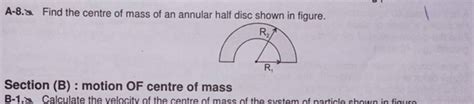 A 8 Find The Centre Of Mass Of An Annular Half Disc Shown In Figuresec