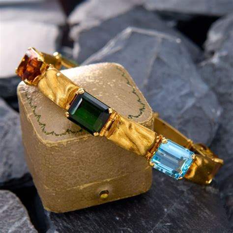 Bold Multi Gem Bracelet 18k Yellow Gold
