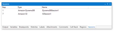 Debug Panel Sessions