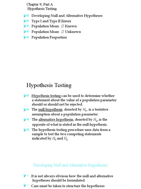 Developing Null And Alternative Hypotheses Type I And Type Ii Errors
