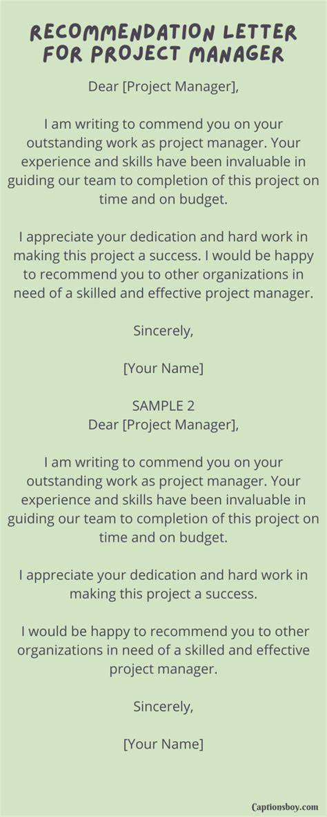 Recommendation Letter For Project Manager 10 Samples