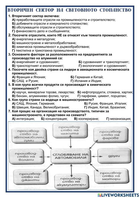 Вторичен сектор на световното стопанство Worksheet Live Worksheets