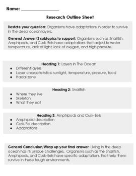 Research Outline By 10 E Teaching TPT