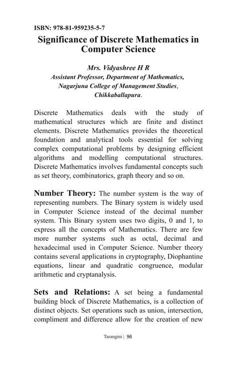 Pdf Significance Of Discrete Mathematics In Computer Science
