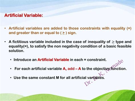 Simplex Method Slack Surplus And Artificial Variable Ppt
